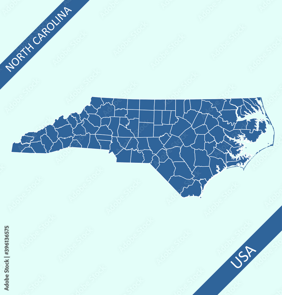 North Carolina county map Stock Vector | Adobe Stock