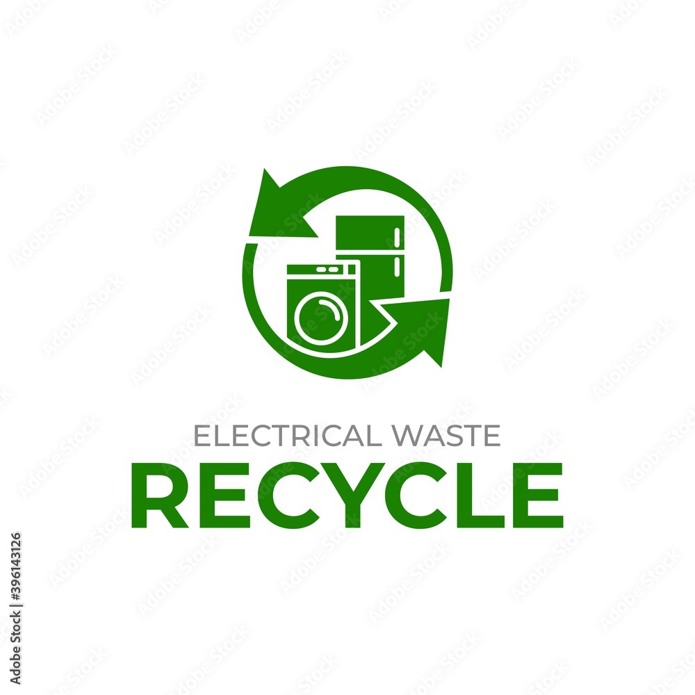 Electrical waste recycle icon. Recycling electrical items logo. E-Waste ...