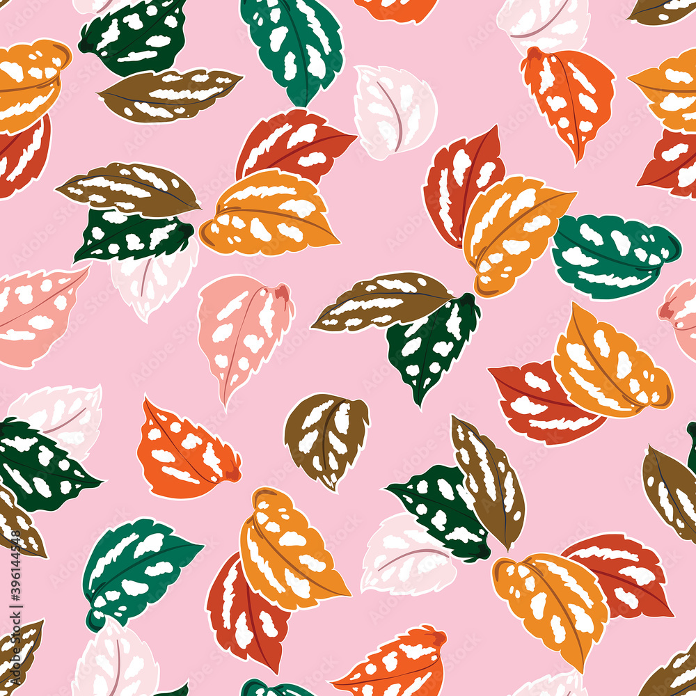 Cute colourful leaves botanical seamless pattern vector EPS10 ,Design ...