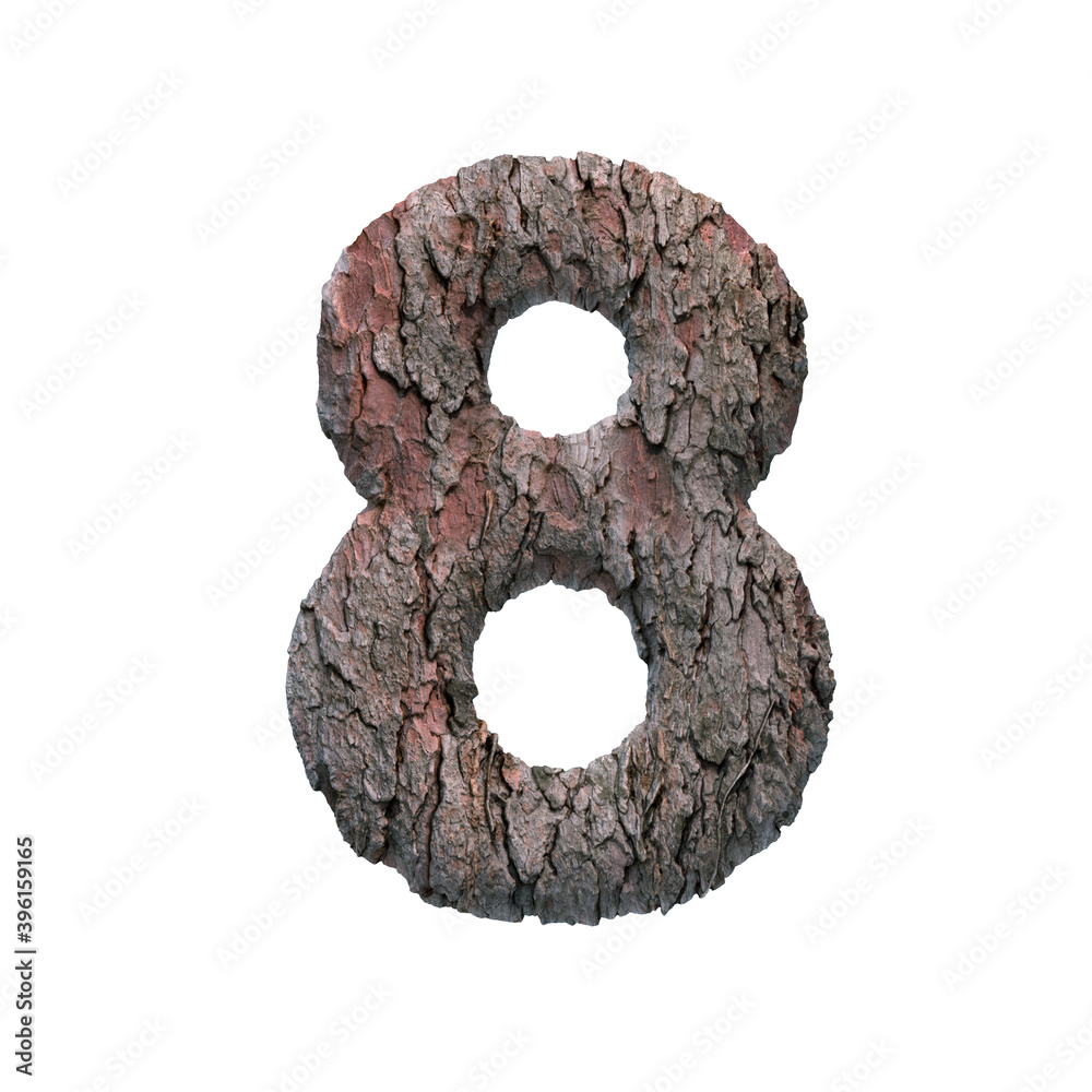 bark number 8 - 3d tree digit - Nature, Environment or Ecology concept ...