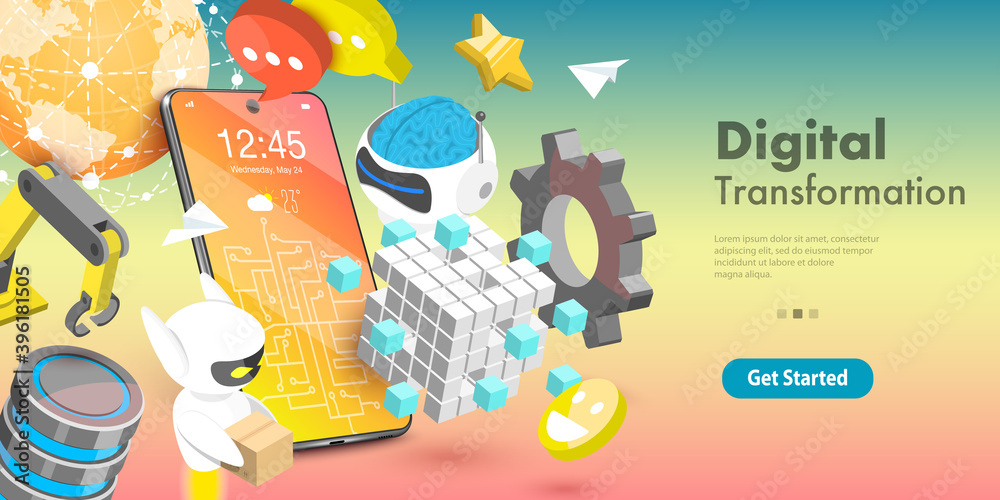 3D Vector Conceptual Illustration of Digital Transformation Areas Which ...