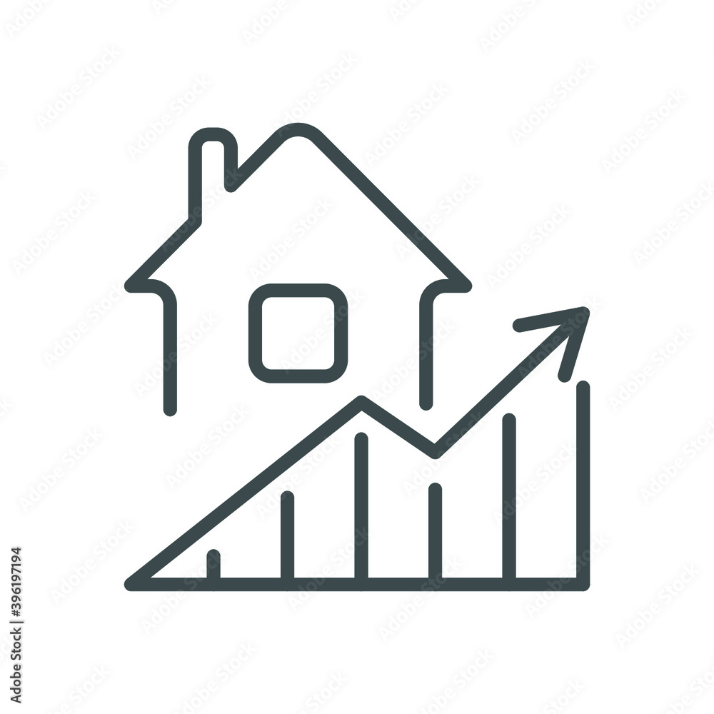 Real Estate Market Growth Chart Glyph Icon Silhouette Symbol Houses