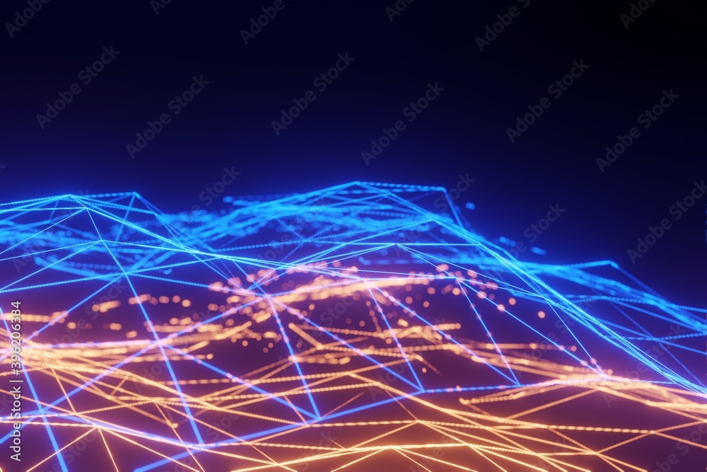 Big data analysis futuristic concept with network mesh and artificial ...