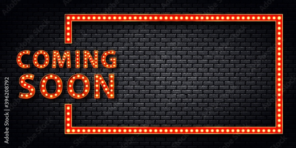 Vector realistic isolated retro marquee billboard with electric light ...