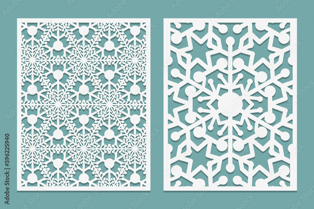 Die and laser cut intricate panels with snowflakes pattern. Laser ...
