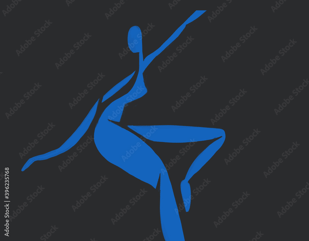 Blue Woman Dancing Silhouette Collage on black. Henry Matisse and ...