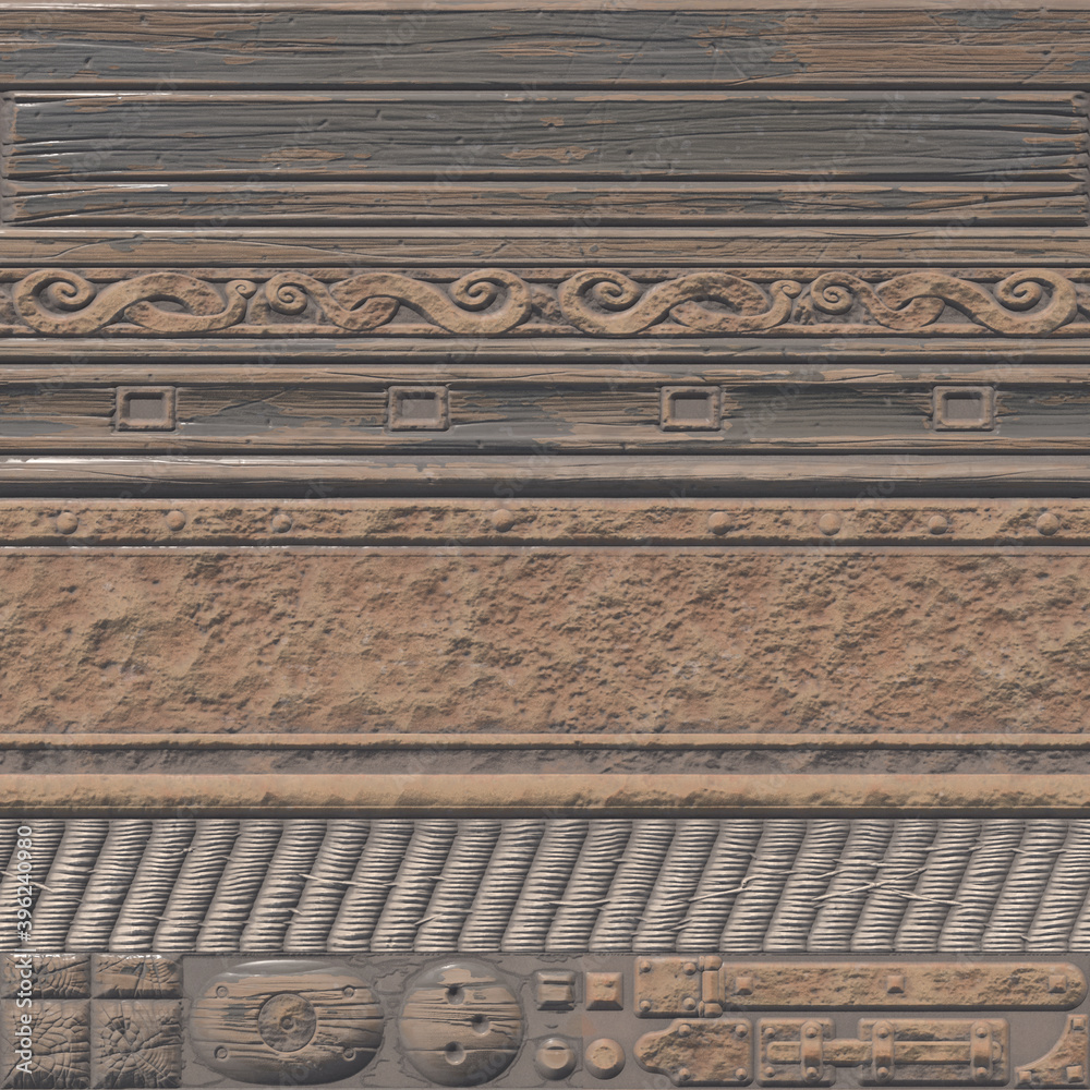 Stylized pirate ship wooden planking sheet. Dark vintage wood texture ...