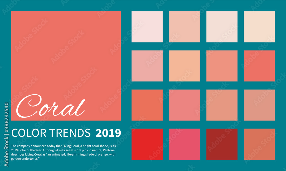 Coral - color trend Spring / Summer 2019. An example of a color palette ...