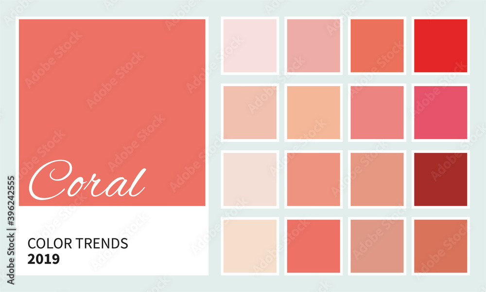 Coral - color trend Spring / Summer 2019. An example of a color palette ...