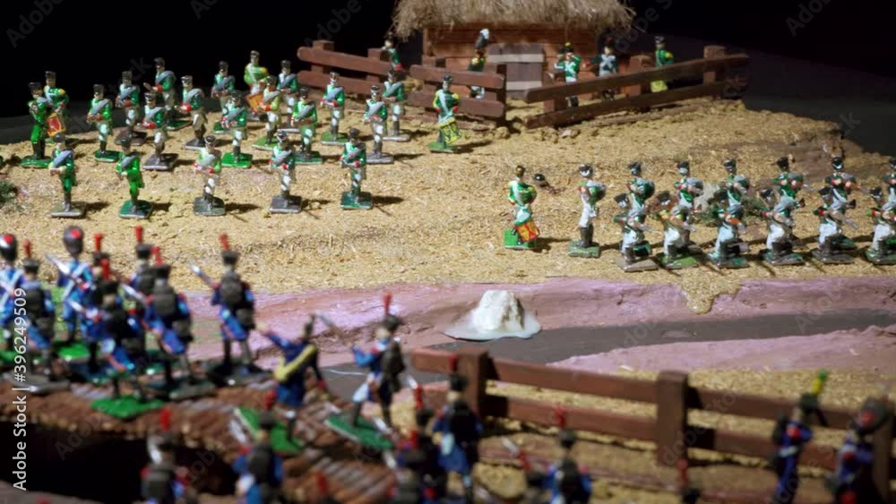 Shooting of vintage tin soldiers and historical war reconstruction ...