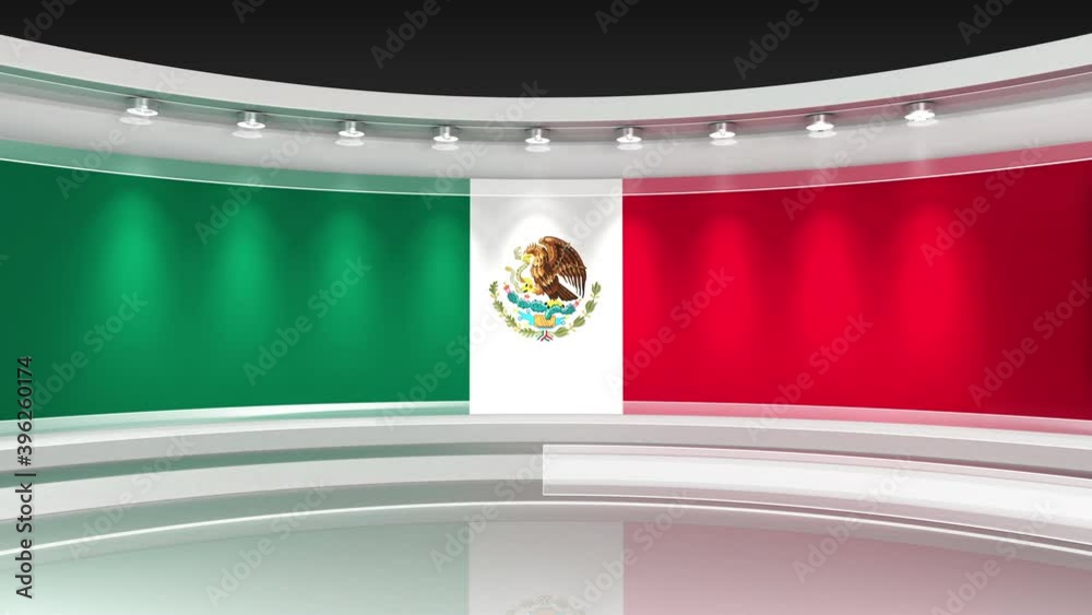 TV studio. Mexico. Mexican flag studio. Mexican flag background. News ...