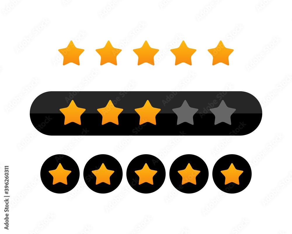 Product rating or customer review with gold stars and half star flat ...
