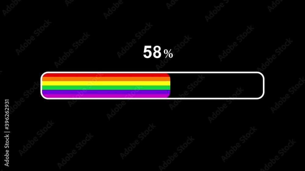 Colorful rainbow loading bars with percent. Animation of loading screen ...