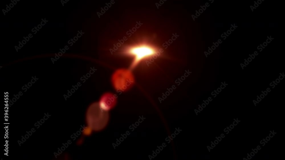 Bright orange warm color light lens flare element effect appearing on ...