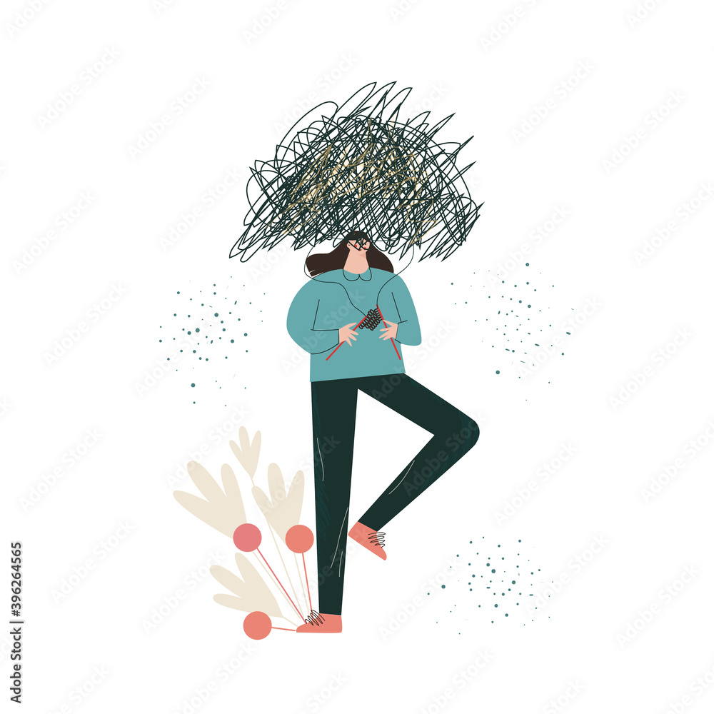 Mental health problem, self-help, self-care concept. A young girl ...