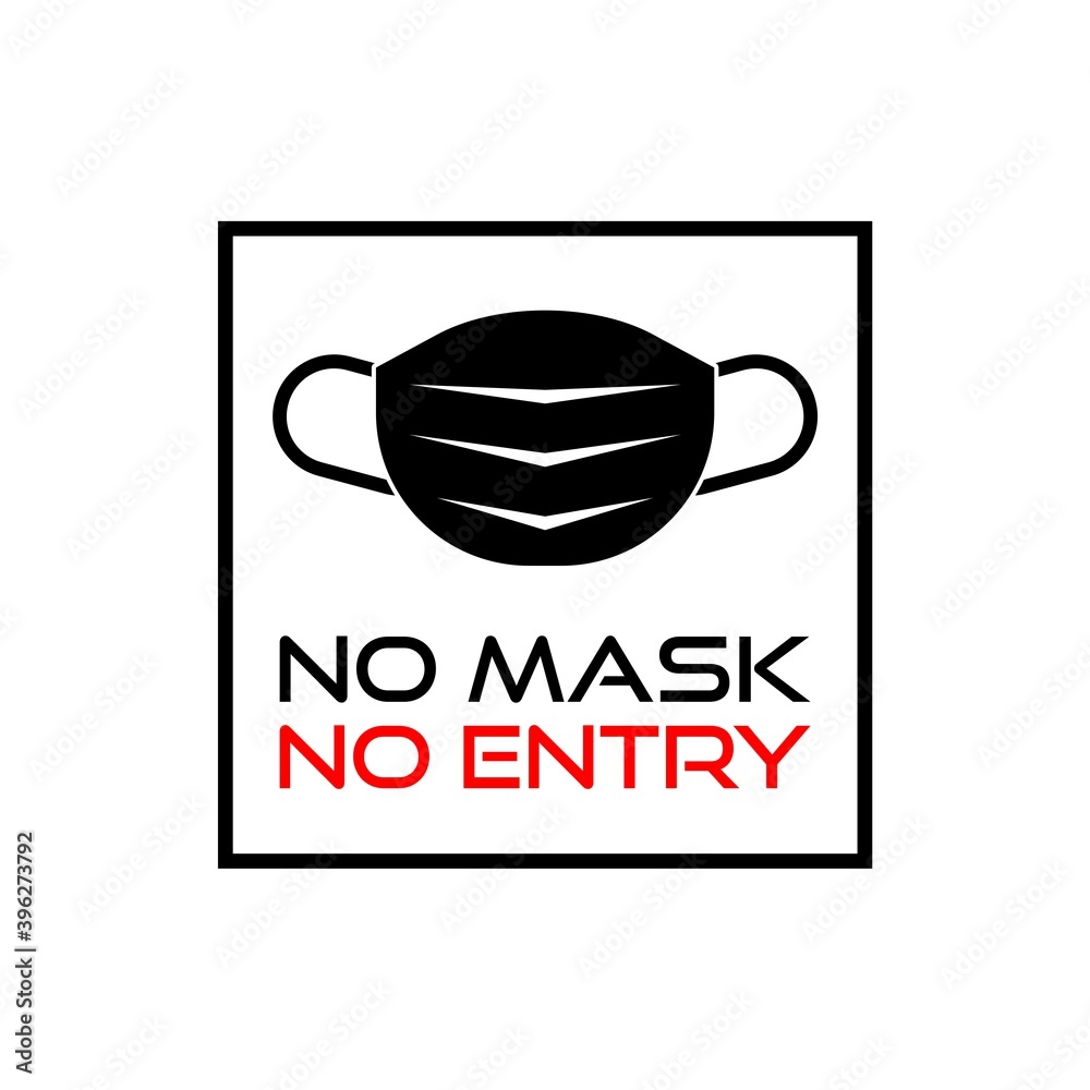 No mask no entry sign isolated on white background Stock Illustration ...
