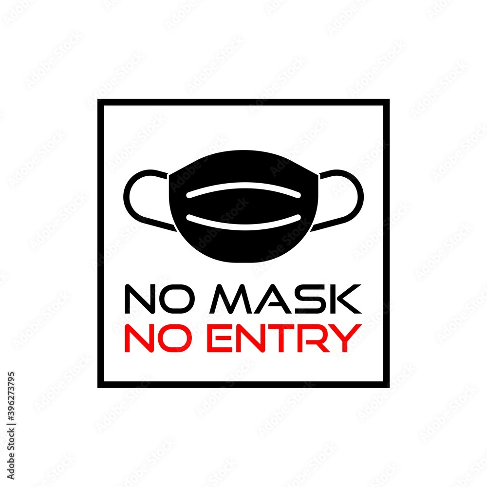 No mask no entry sign isolated on white background Stock Illustration ...