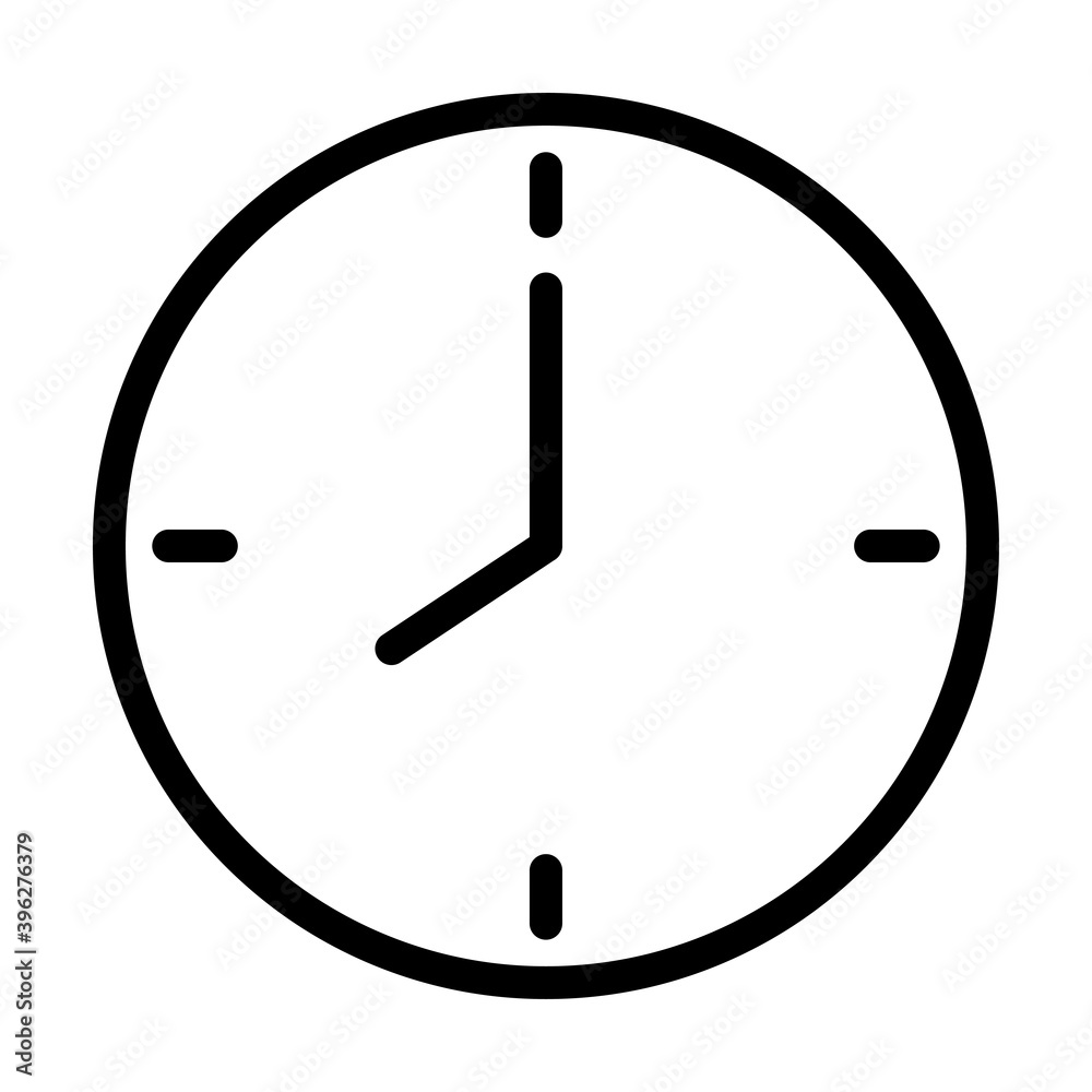 Time vector icon. Clock thin line isolated icons. Watch black symbol on ...