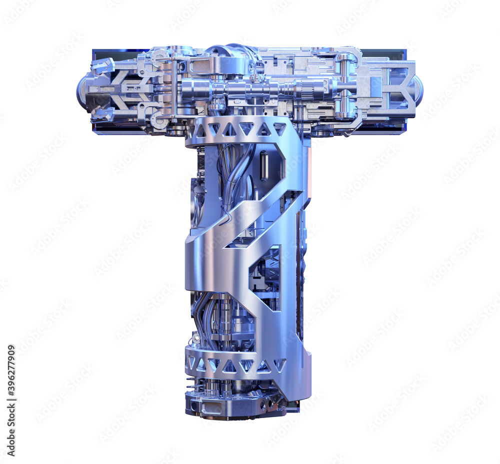 Letter T 3D sci-fi logo. Cyber technological abstract texture alphabet ...