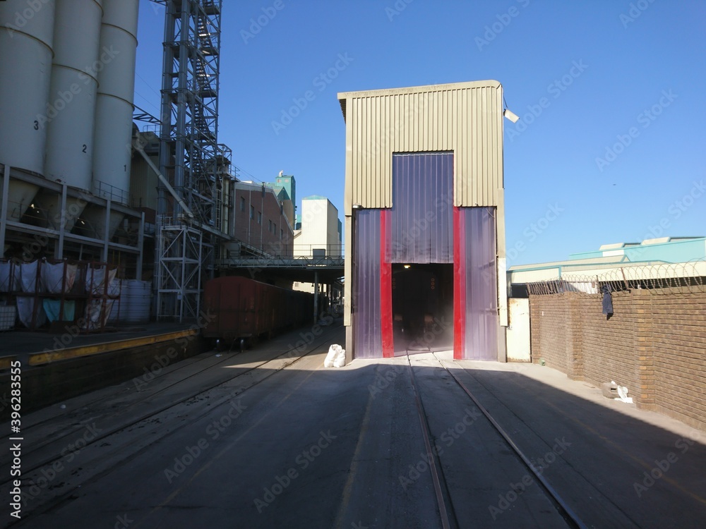 Raw material receiving bay with PVC strip curtains Stock Photo | Adobe ...