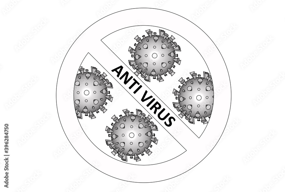 Ilustrace „Antivirus for covid, prohibition symbol for bacteria ...