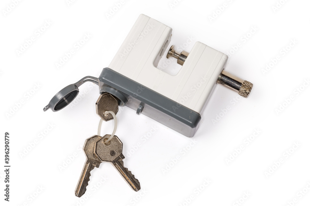 Padlock with rod sliding to the side to unlock and keys Stock Photo ...