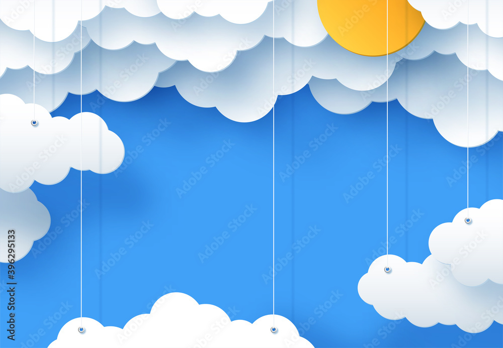 Vector illustration. Cartoon childish background with clouds Stock ...