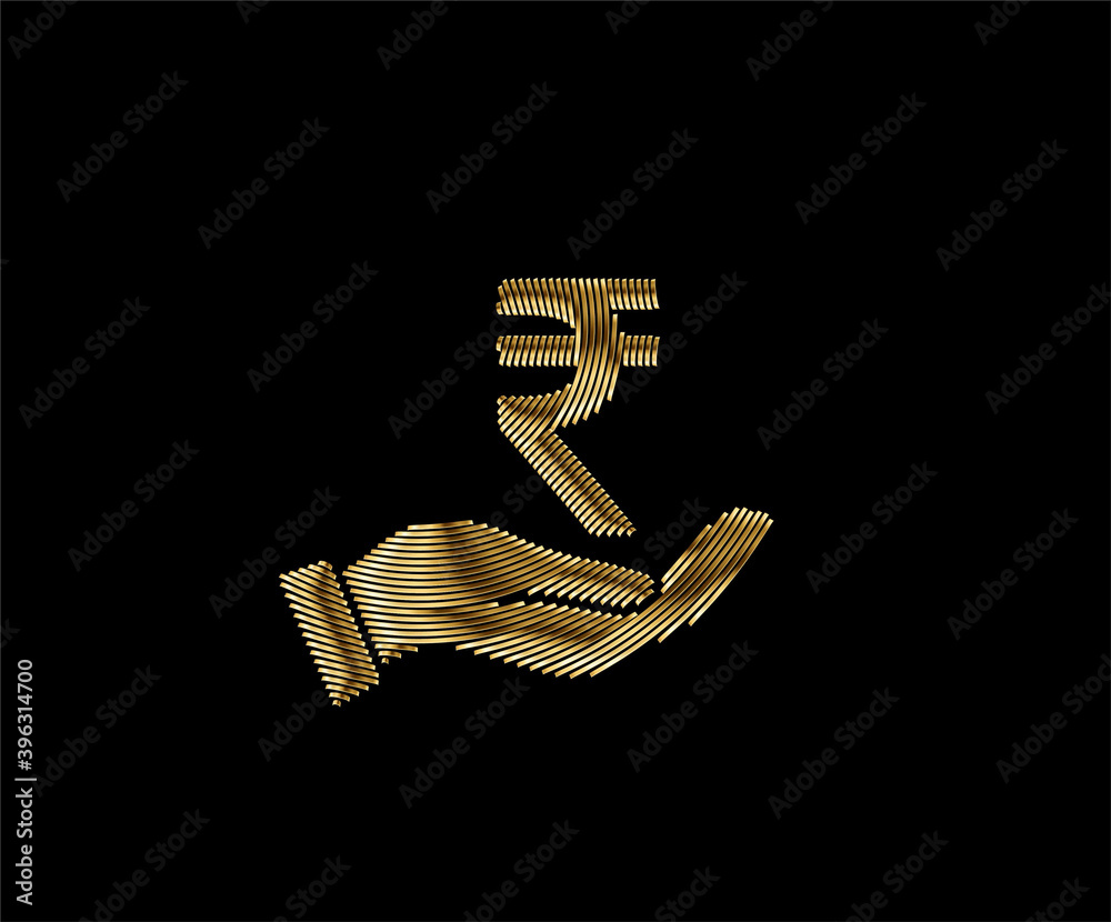 Save rupee gold color icon. indian rupee on hand. vector banking ...