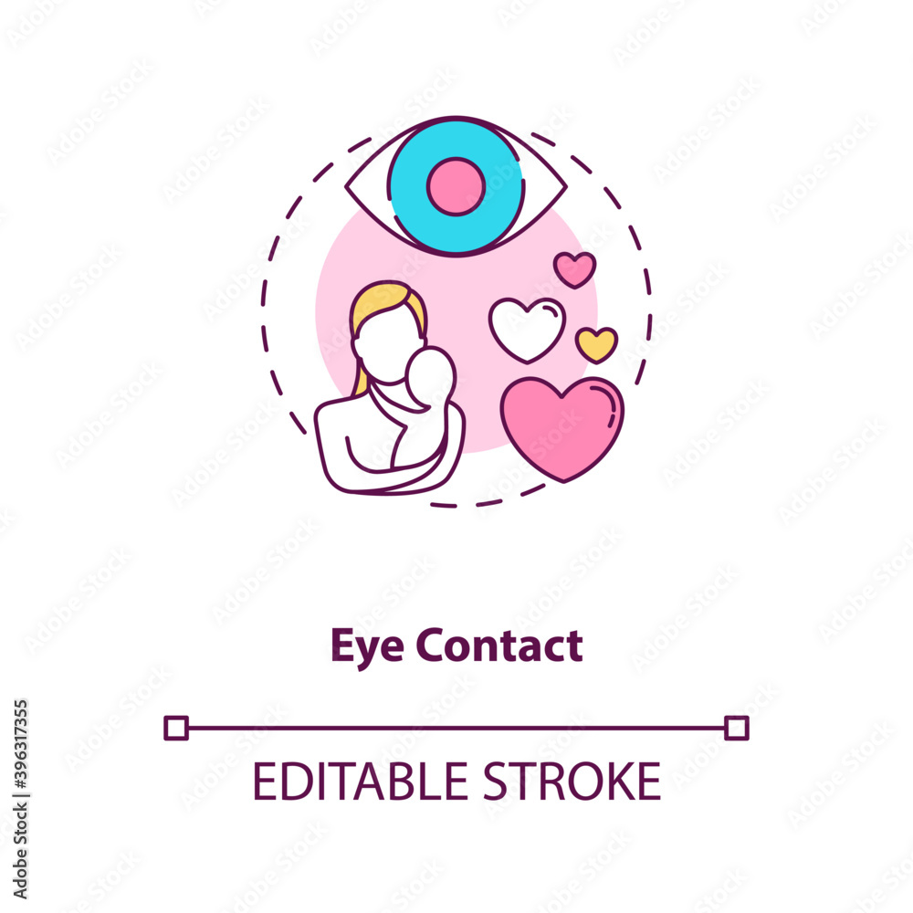 Eye contact concept icon. Breastfeeding pros. Looking into your newborn ...
