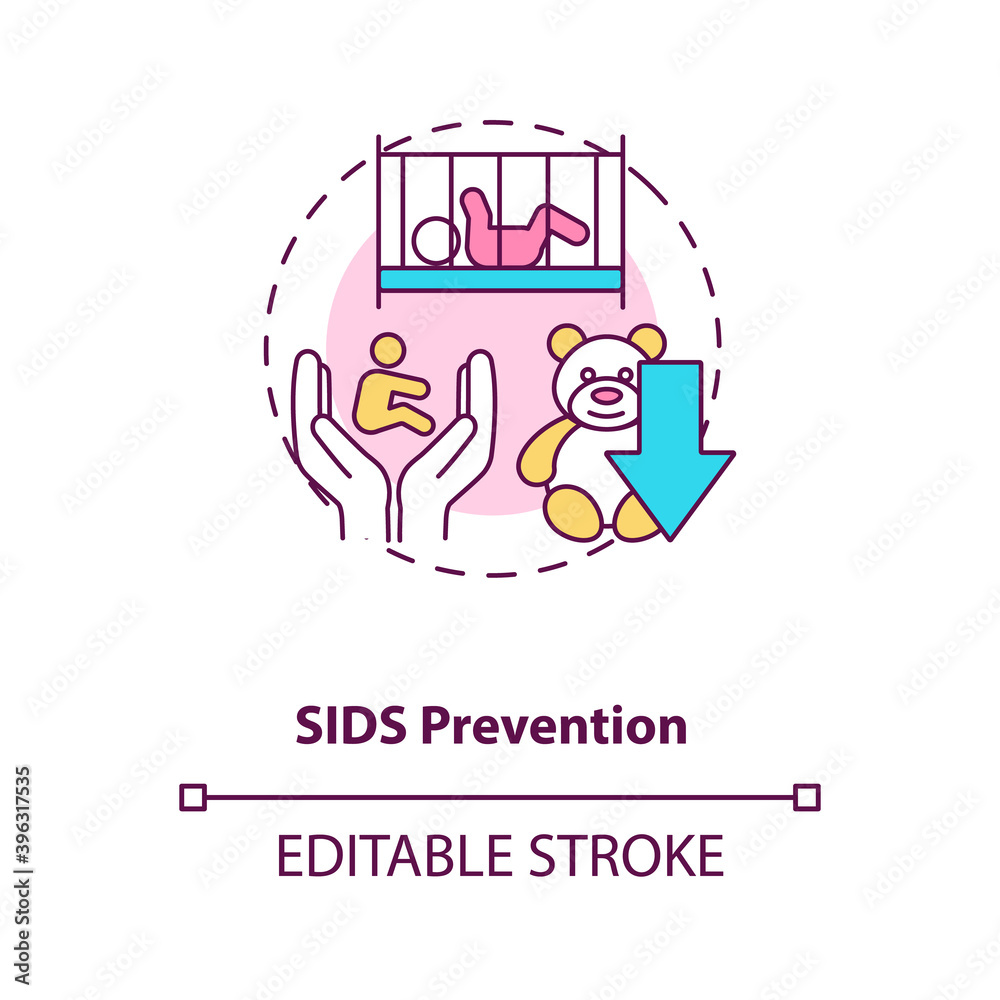SIDS prevention concept icon. Breastfeeding pros. Sudden infant death ...