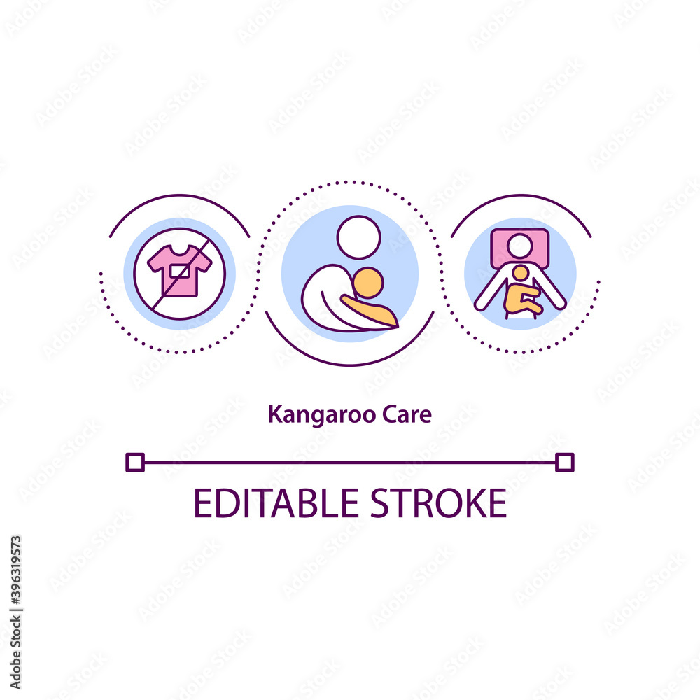 Kangaroo care concept icon. Skin-to-skin contact idea thin line ...