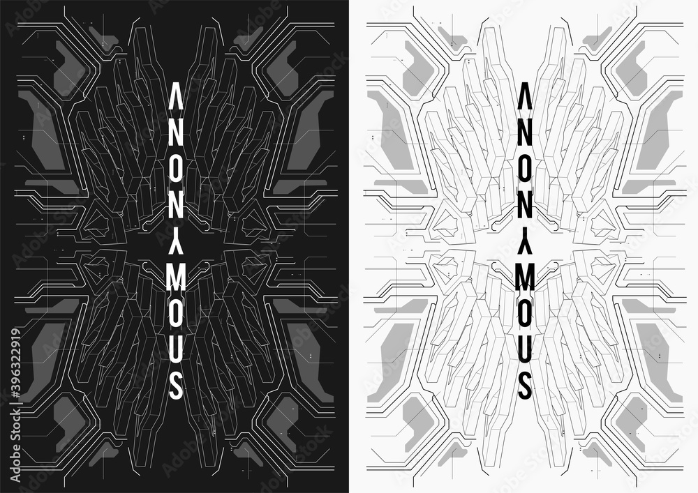 Cyberpunk futuristic poster. Tech Abstract poster template with HUD ...