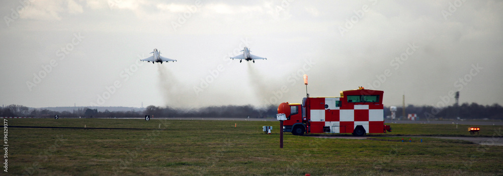 combat aircraft taking off from airfield, scramble Stock Photo | Adobe ...