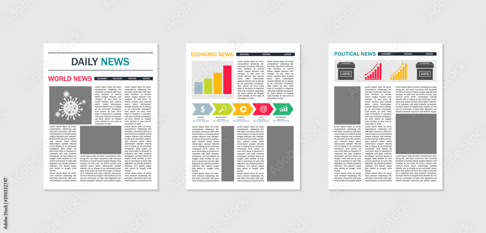 Newspaper mockup. Template of paper news. Tabloid of news. Magazine ...