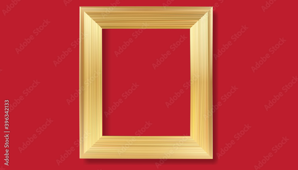 Gold frame on red background. Vector realistic isolated golden shiny ...