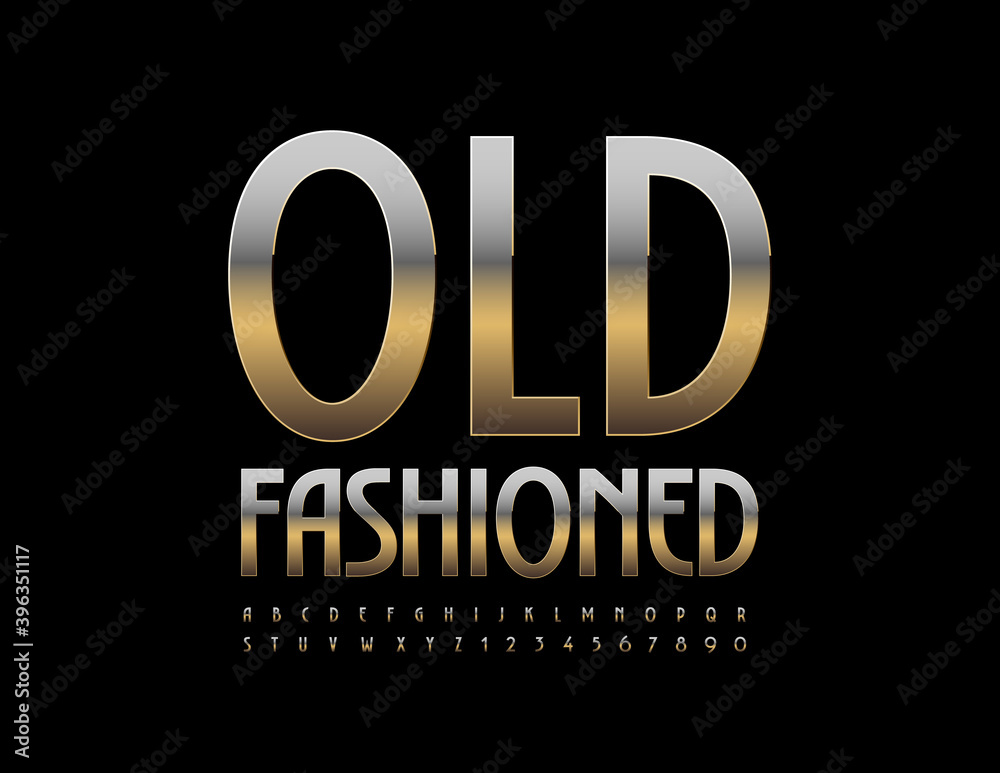 Vector Old Fashioned Alphabet set. Gold Metallic Font. Elegant style ...