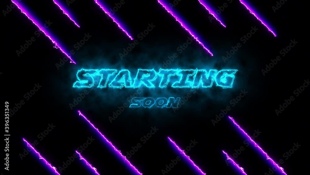 Vidéo Stock Starting soon electric neon text intro, with ultraviolet ...