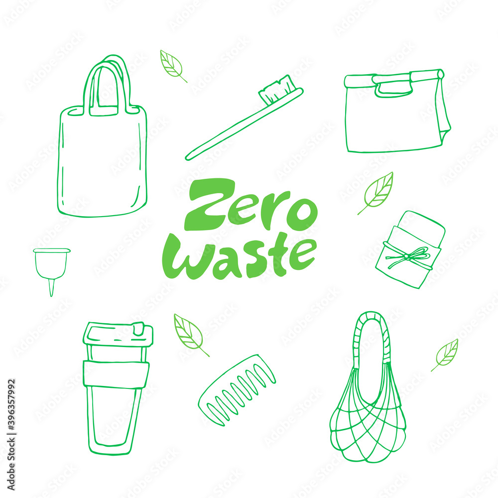 Vetor De Hand Drawn Vector Illustration Of Zero Waste Concept Eco vetor-de-hand-drawn-vector-illustration-of-zero-waste-concept-eco