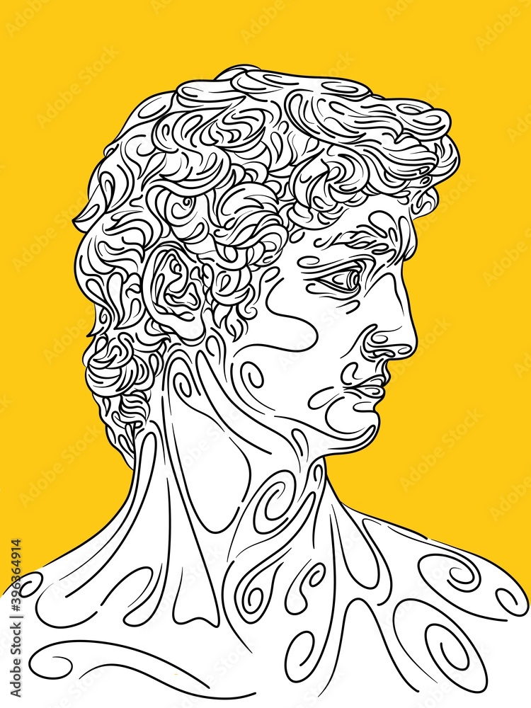 Drawing of David sculpture. Modern art. Graphic, poster. David of ...
