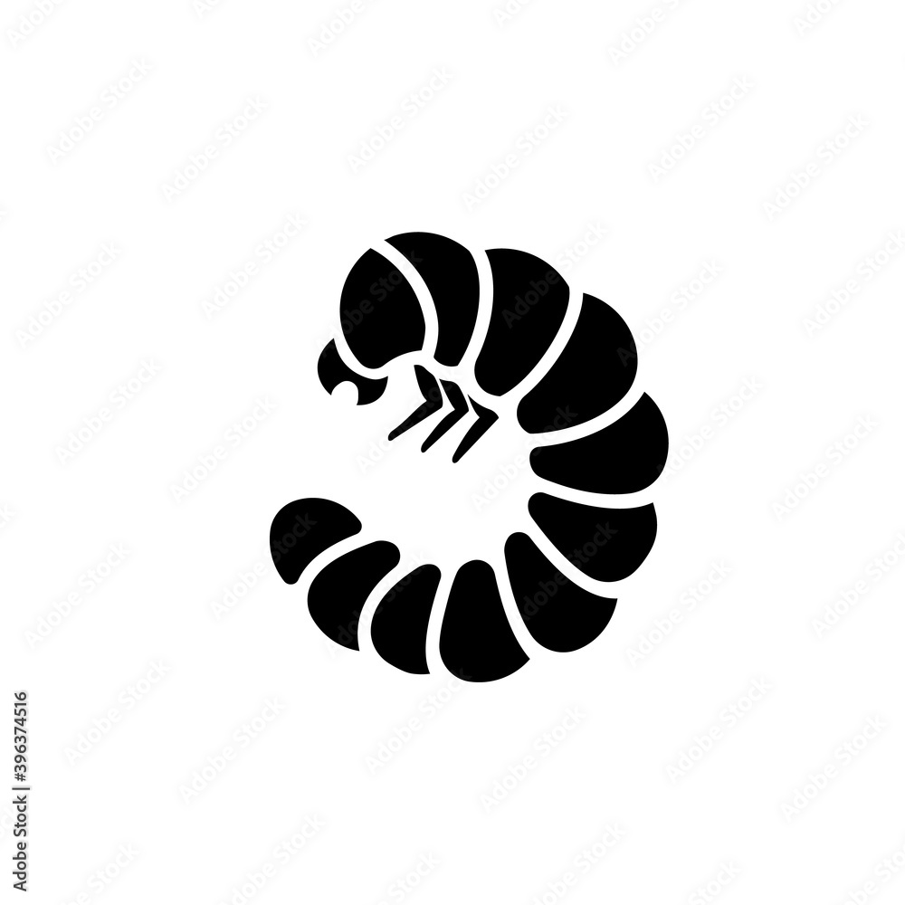 Grub larva silhouette icon. Clipart image isolated on white background ...