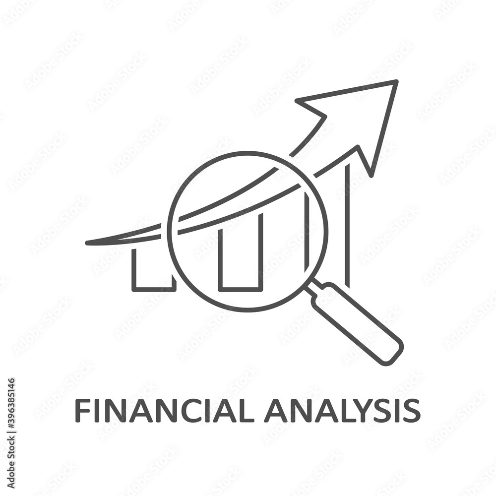 Financial analysis icon. Business research symbol, business chart with ...