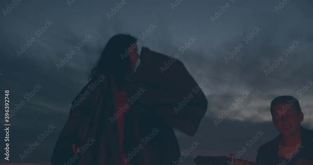 Social distancing together two lovers spending time at nature far away ...