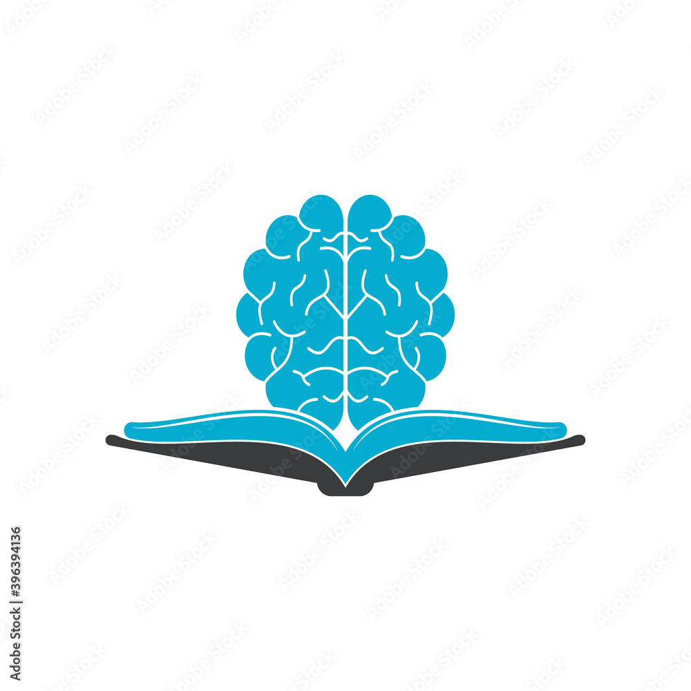 Book brain logo design. Educational and institutional logo design. Book ...