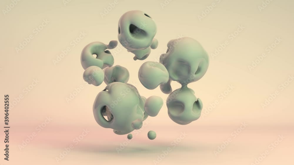 Vidéo Stock 3D abstract animation of beautiful shapes, merging spheres ...