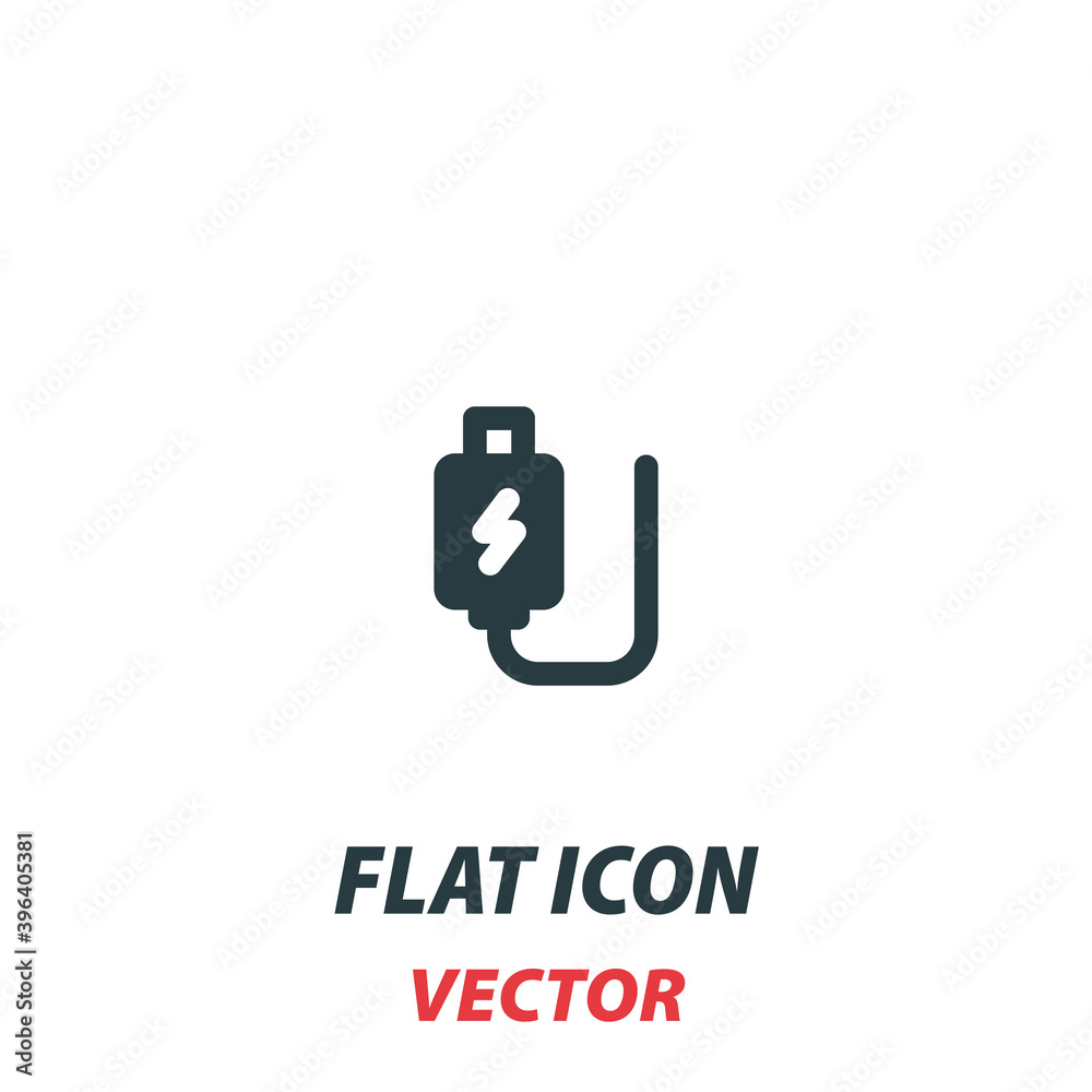 usb charging plug icon in a flat style. Vector illustration pictogram ...