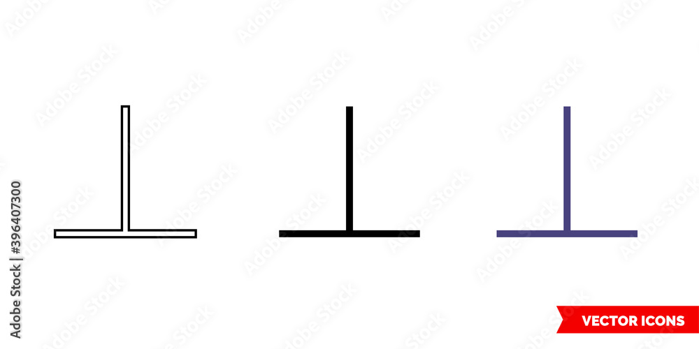 Perpendicular symbol icon of 3 types color, black and white, outline ...