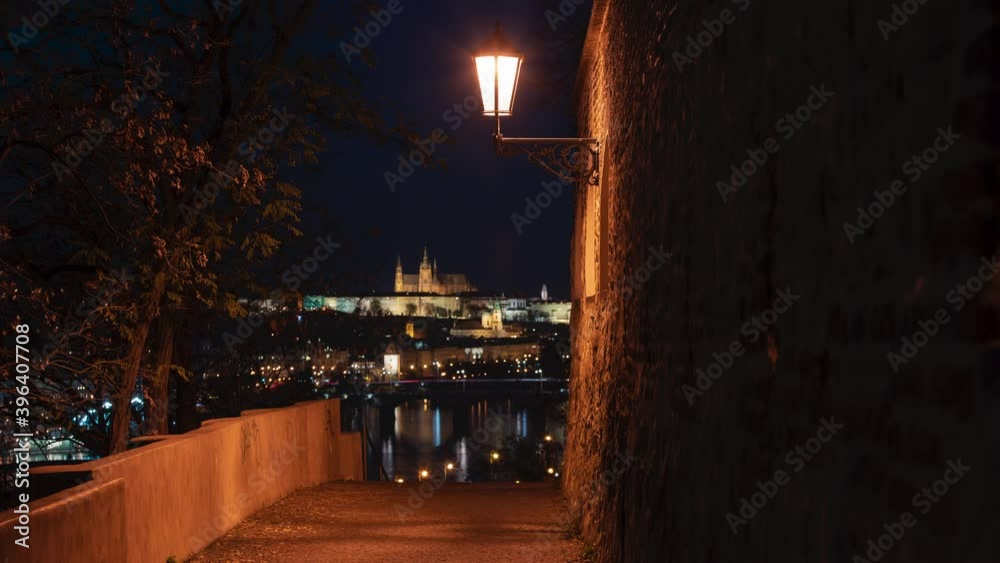 Stockvideon time lapse light from street lights and a paved sidewalk ...