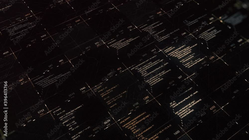 Changing program codes in matrix. Animation. Source codes in software cell of matrix. Many ...