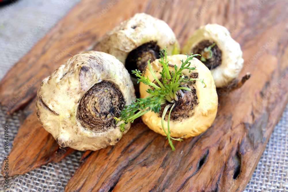 Peruvian Maca. Aphrodisiac root. Energetic and increases vitality Stock ...
