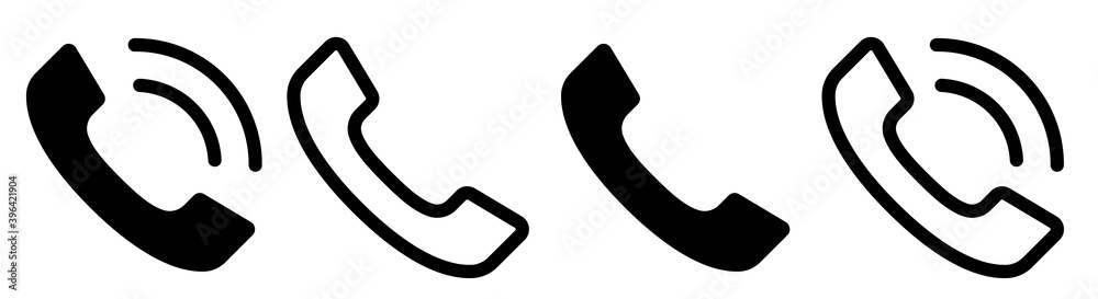 Phone icon set. Contact us. Telephone symbol.Simple black telephone ...